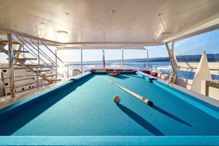 Gyroscopic pool table for yachts and superyachts